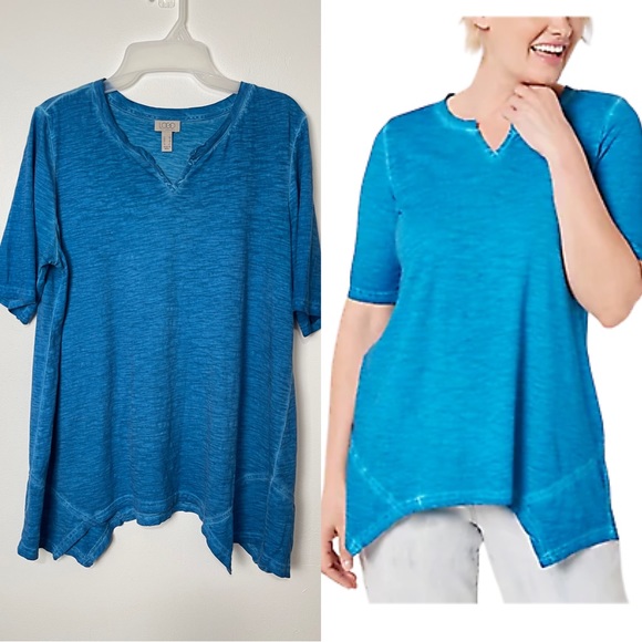 LOGO by Lori Goldstein | Tops | Logo By Lori Goldstien Blueshort Sleeves Tee Size M Distressed ...